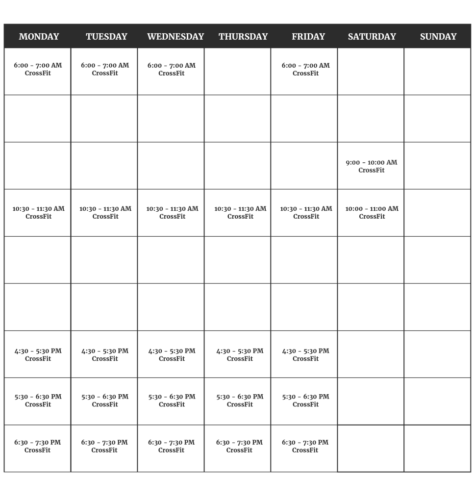 Class Schedule Cincinnati Strength